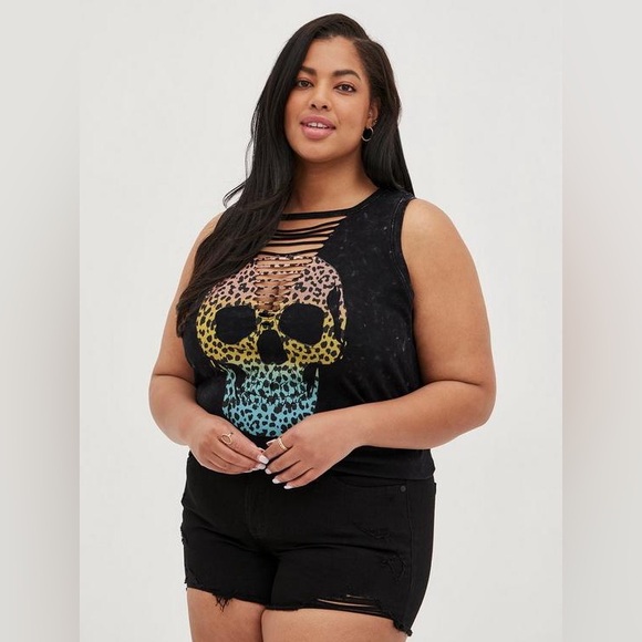 torrid | Tops | Torrid Slasher Tank Cotton Mineral Wash Skull | Poshmark